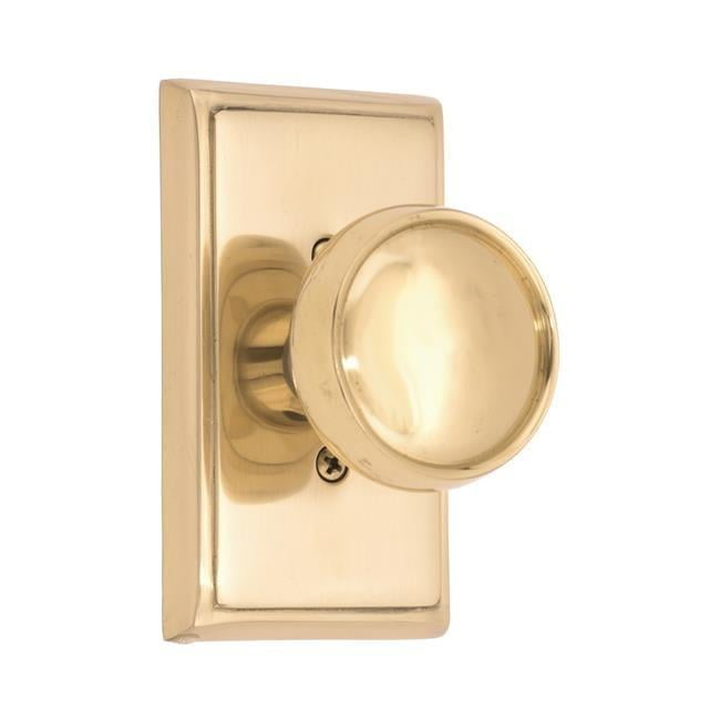 Quaker Backplate & Manhattan Knob Double Dummy Set - Polished Brass ...