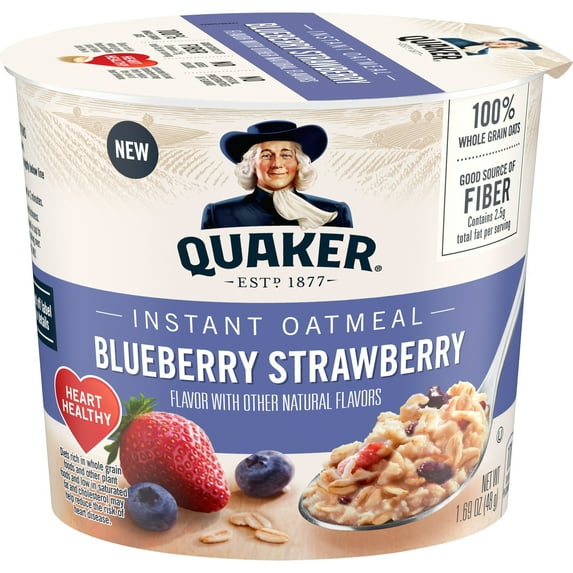 Quaker Blueberry Strawberry Flavored Instant Oatmeal 1.69 oz Cup with ...
