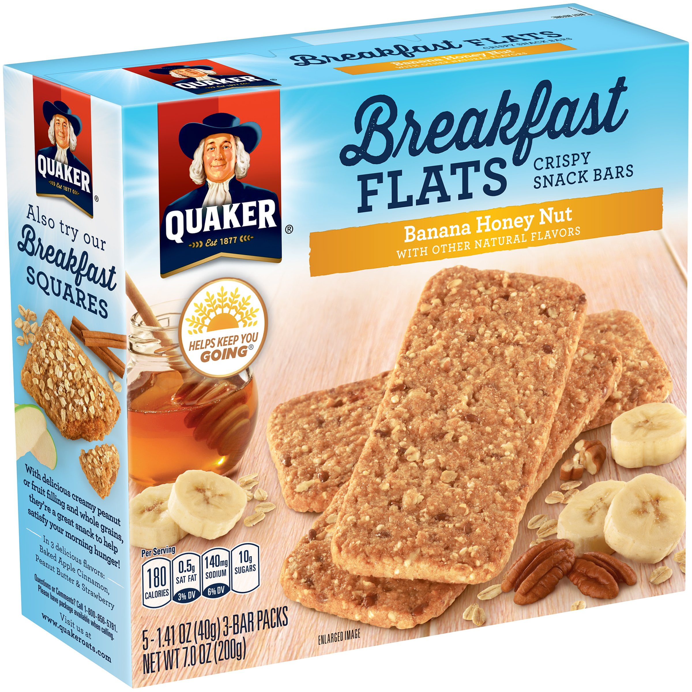 Quaker Breakfast Flats Breakfast Bars, Banana Honey Nut, 5 Count ...