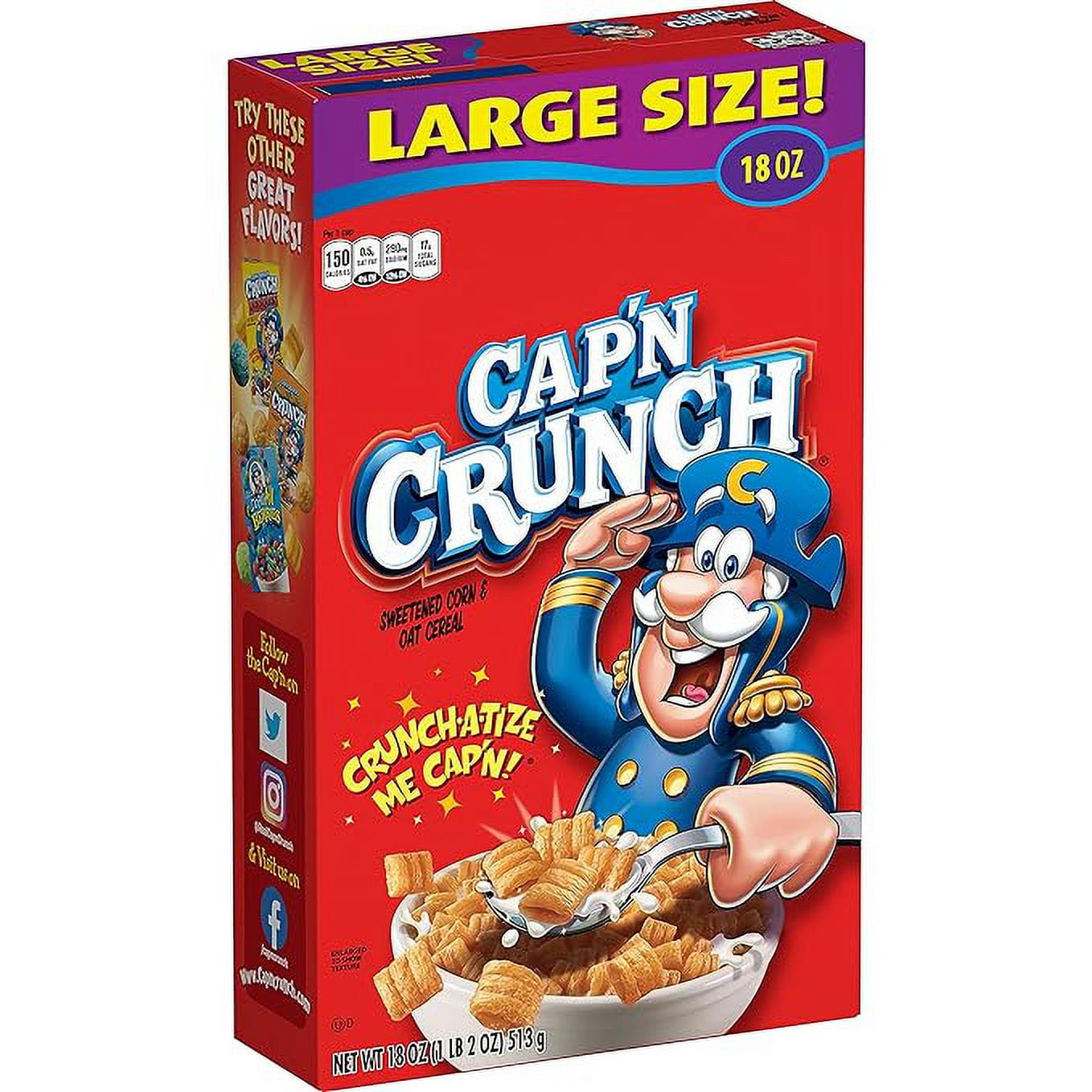 Quaker Cap'n Crunch Breakfast Cereal, 18oz Box, 18 Oz - Walmart.com