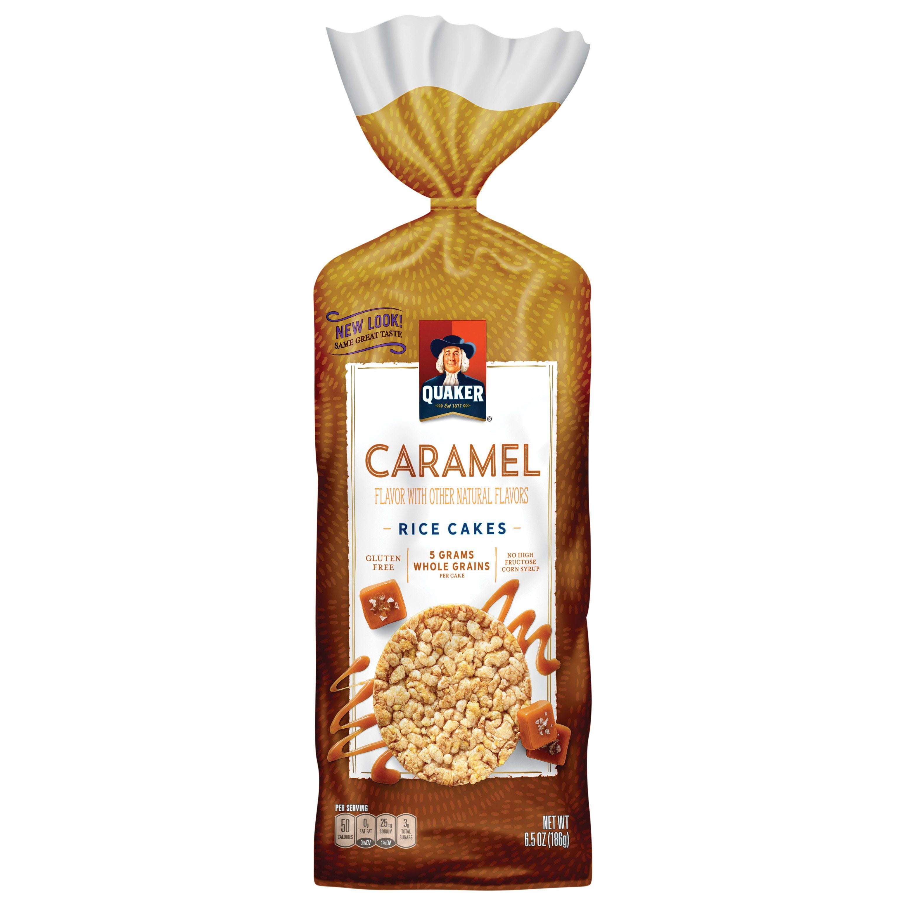 Quaker Caramel Rice Cakes, 6.56 oz, Whole Grain Brown Rice, Sweet ...