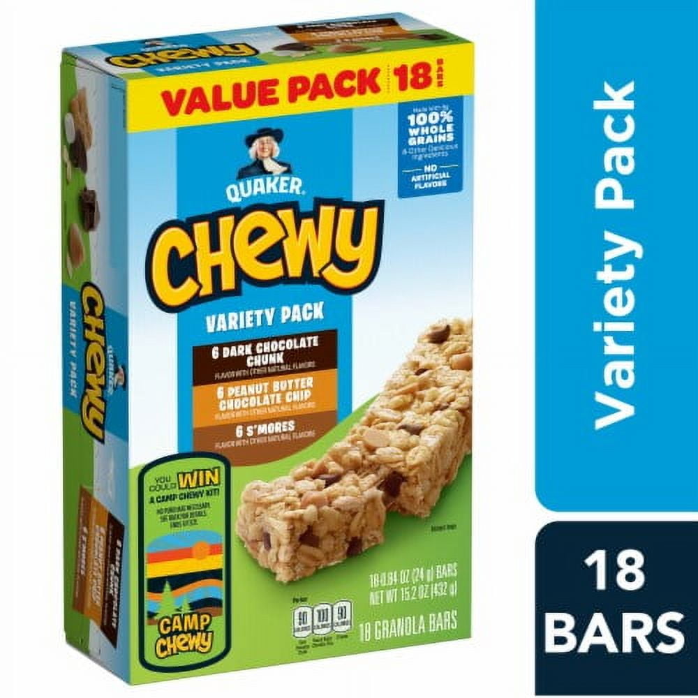 Quaker Chewy Camping Granola Bars Variety Pack 18 ct - Pack of 2 ...