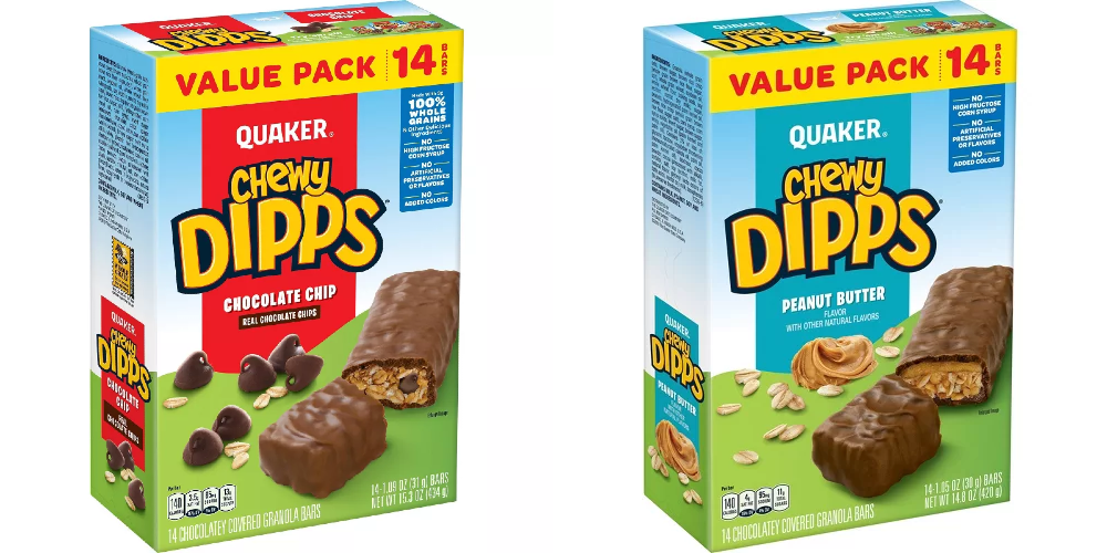 Quaker Chewy Dipps Chocolate Chip Granola Bars - 15.3oz/14ct & Quaker ...