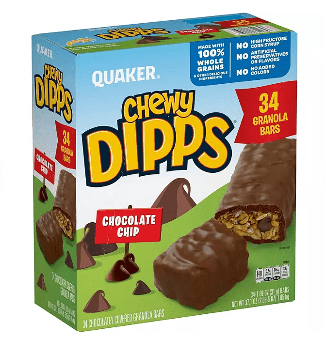 Quaker Chewy Dipps Granola Bars, Chocolate Chip, 34 pk. - Walmart.com