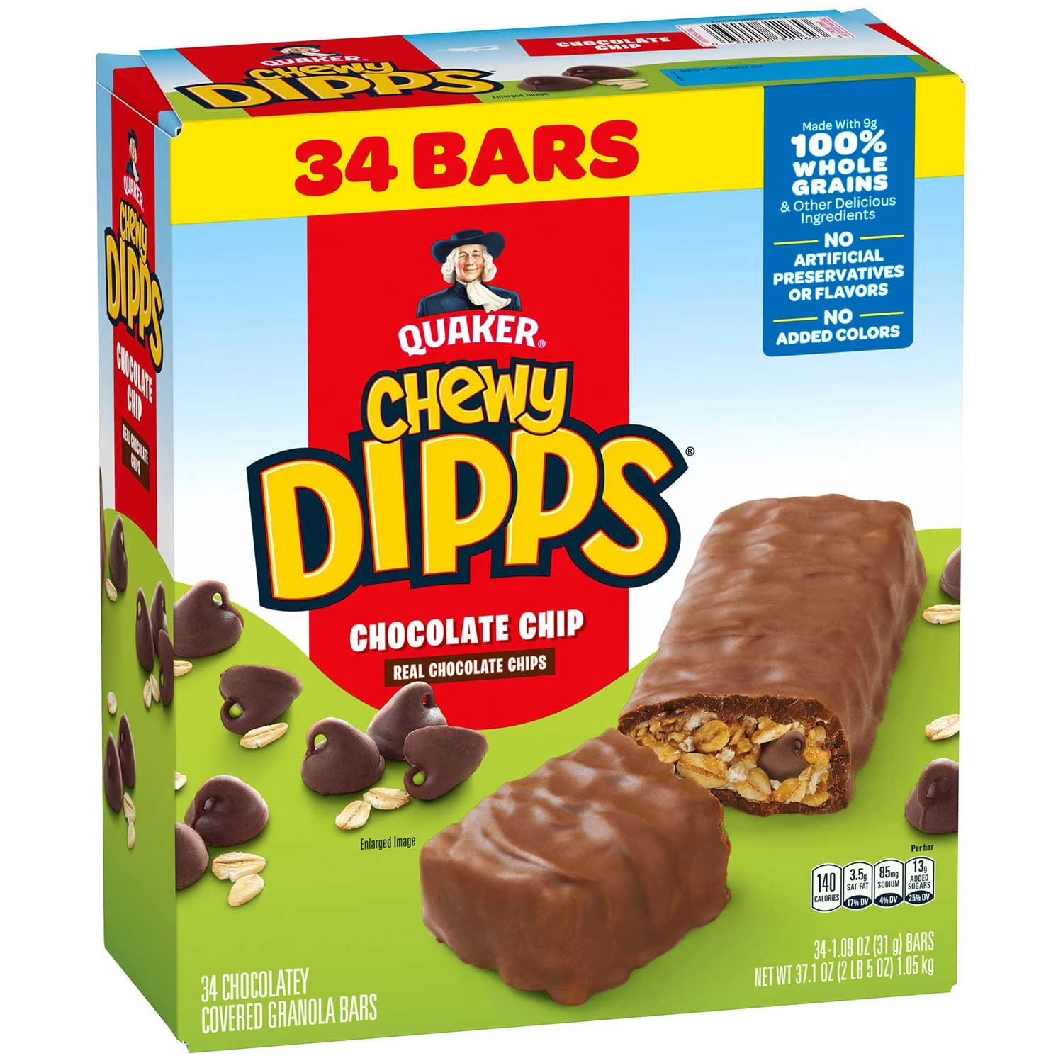 Quaker Chewy Dipps Granola Bars, Chocolate Chip, 34 pk. - Walmart.com
