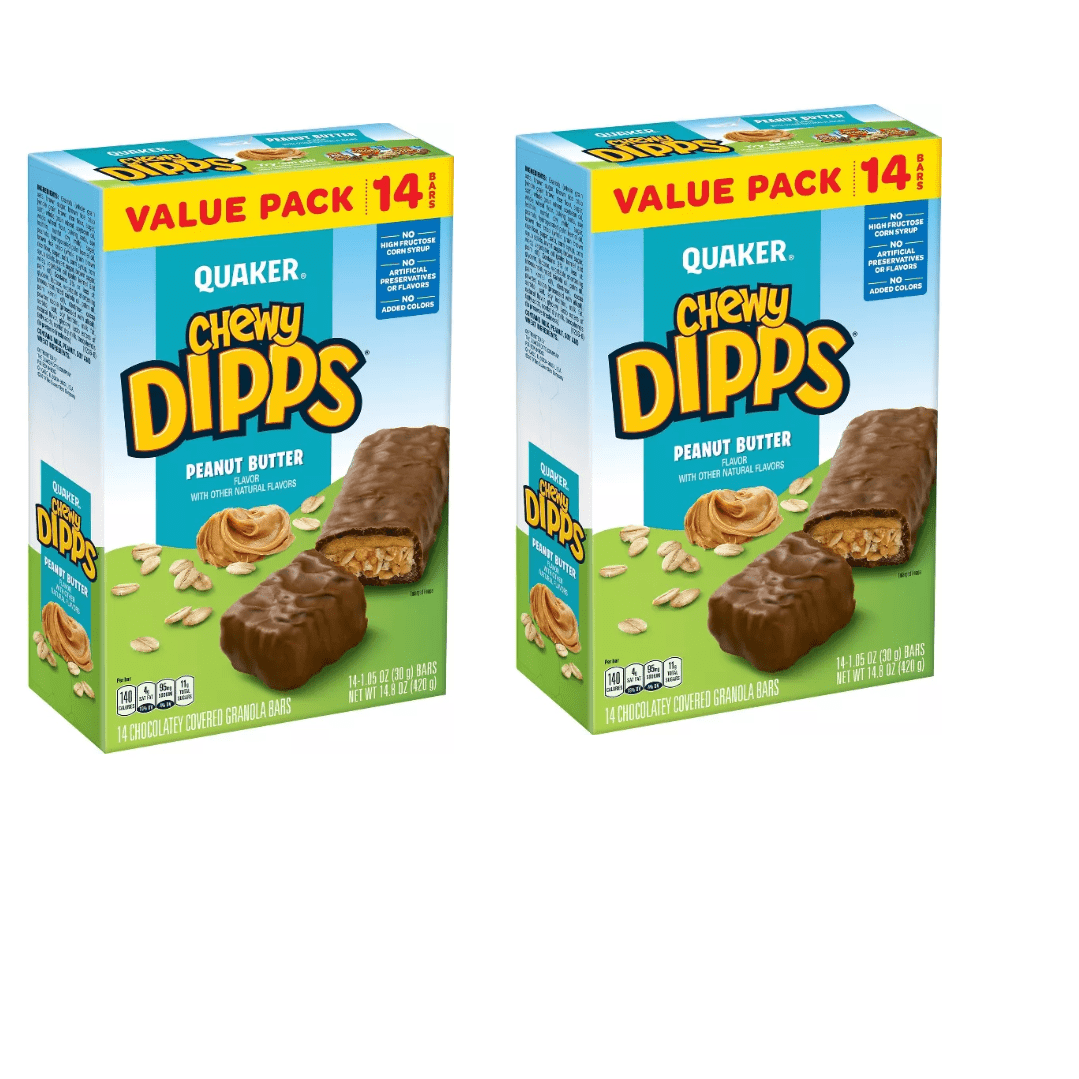 Quaker Chewy Dipps Peanut Butter Granola Bars - 1.05oz/14ct pack of 2 ...