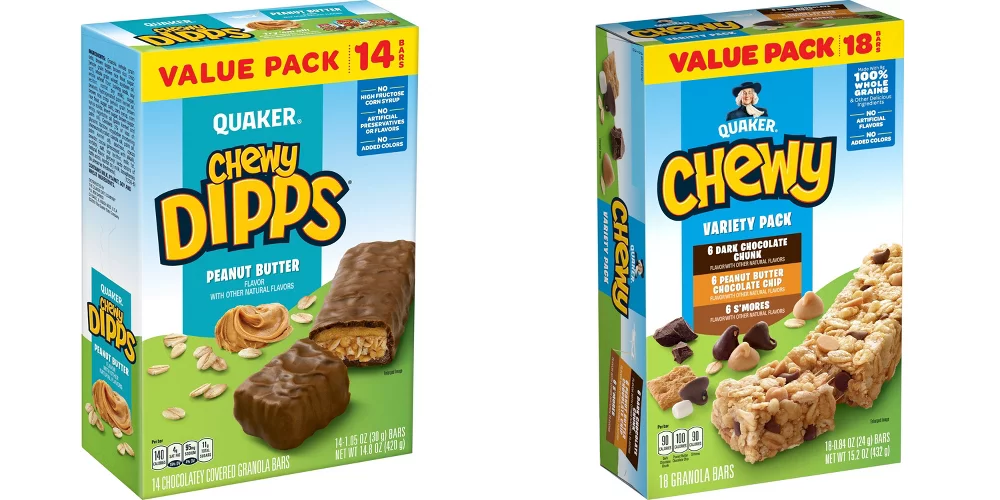 Quaker Chewy Dipps Peanut Butter Granola Bars - 14.8oz/14ct & Quaker ...