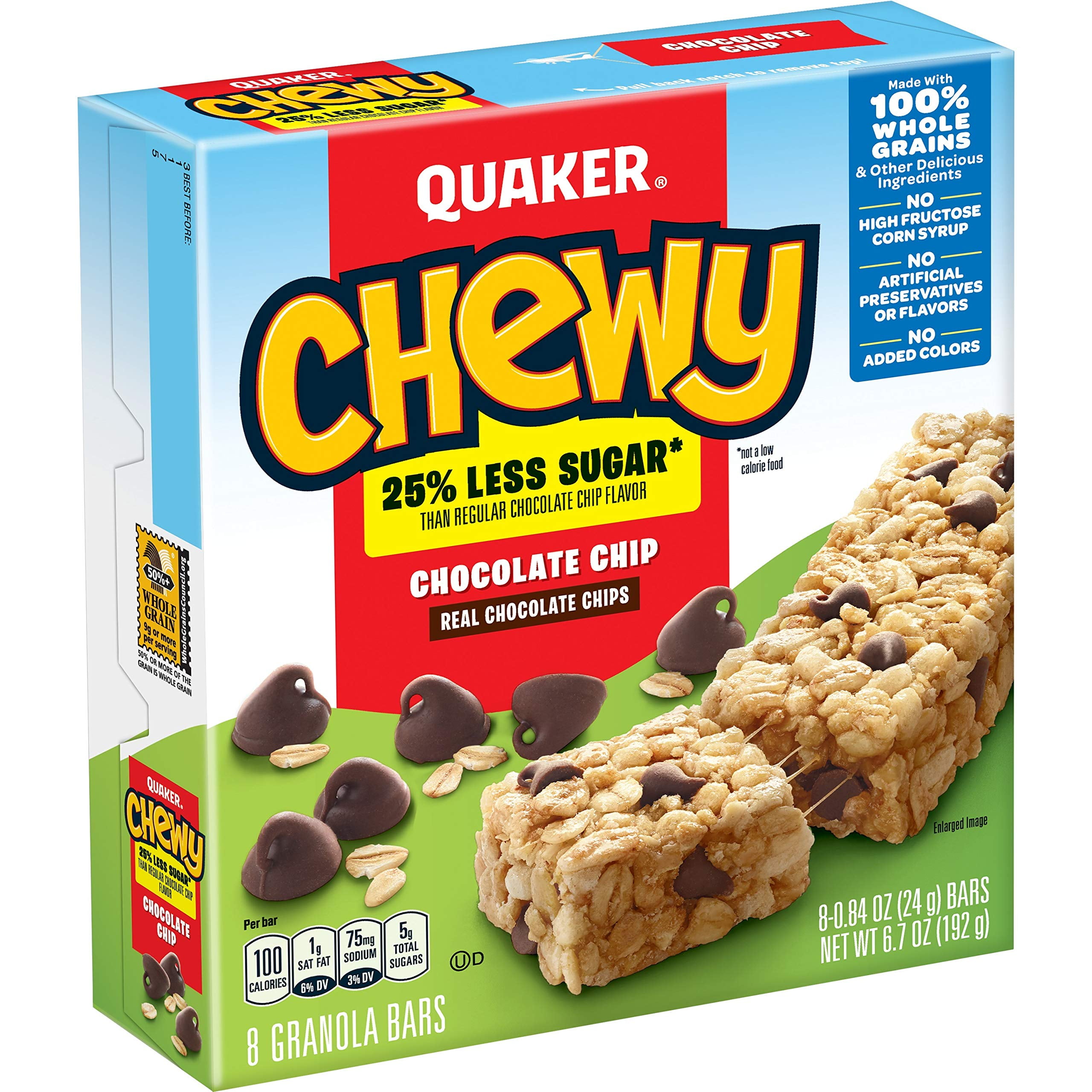 Quaker Chewy Granola Bars Chocolate Chip, 0.84 Oz, 8 Ct (Packaging May ...