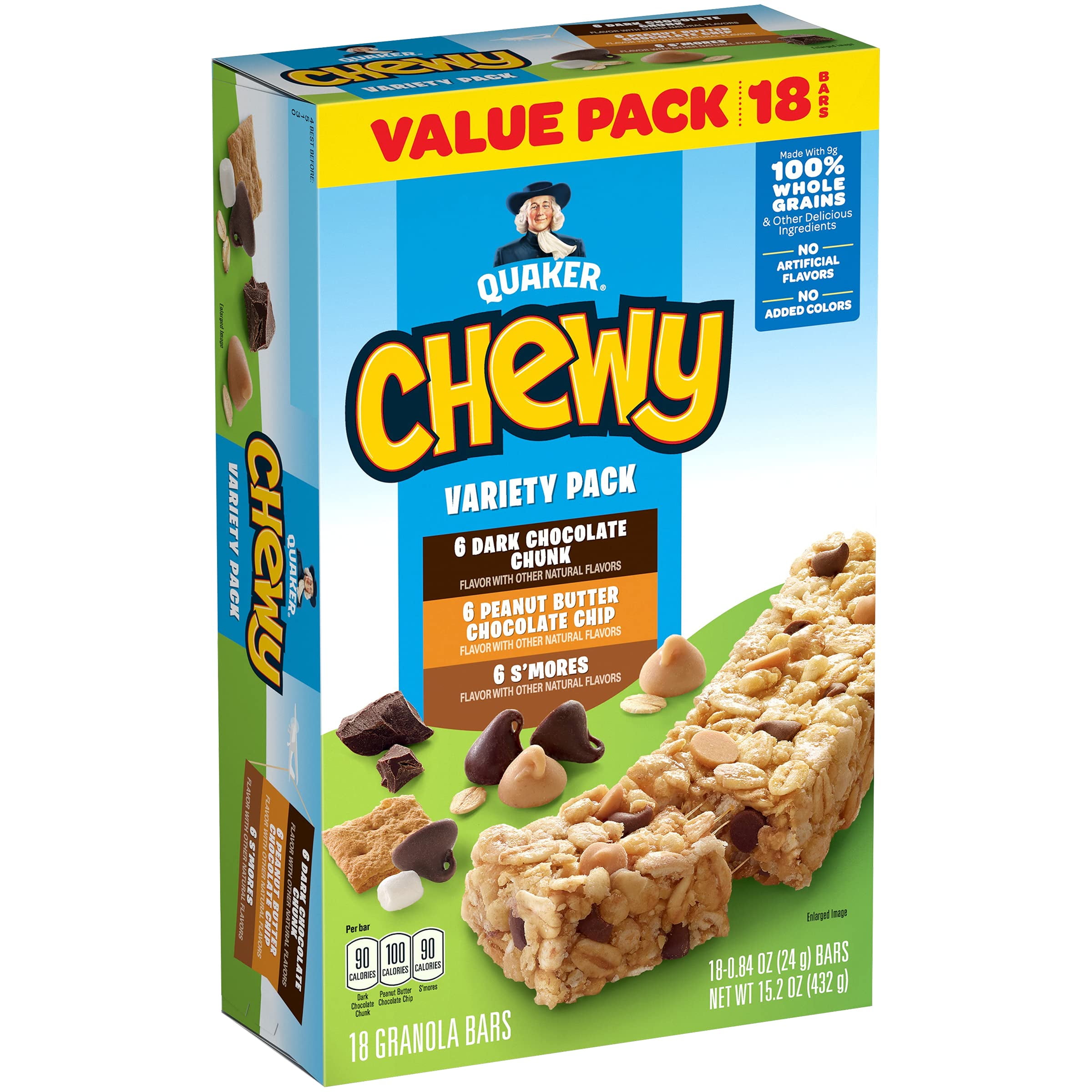 Quaker Chewy Granola Bars, Variety Pack, 0.84 Oz Bars, 18 Ct - Walmart.com
