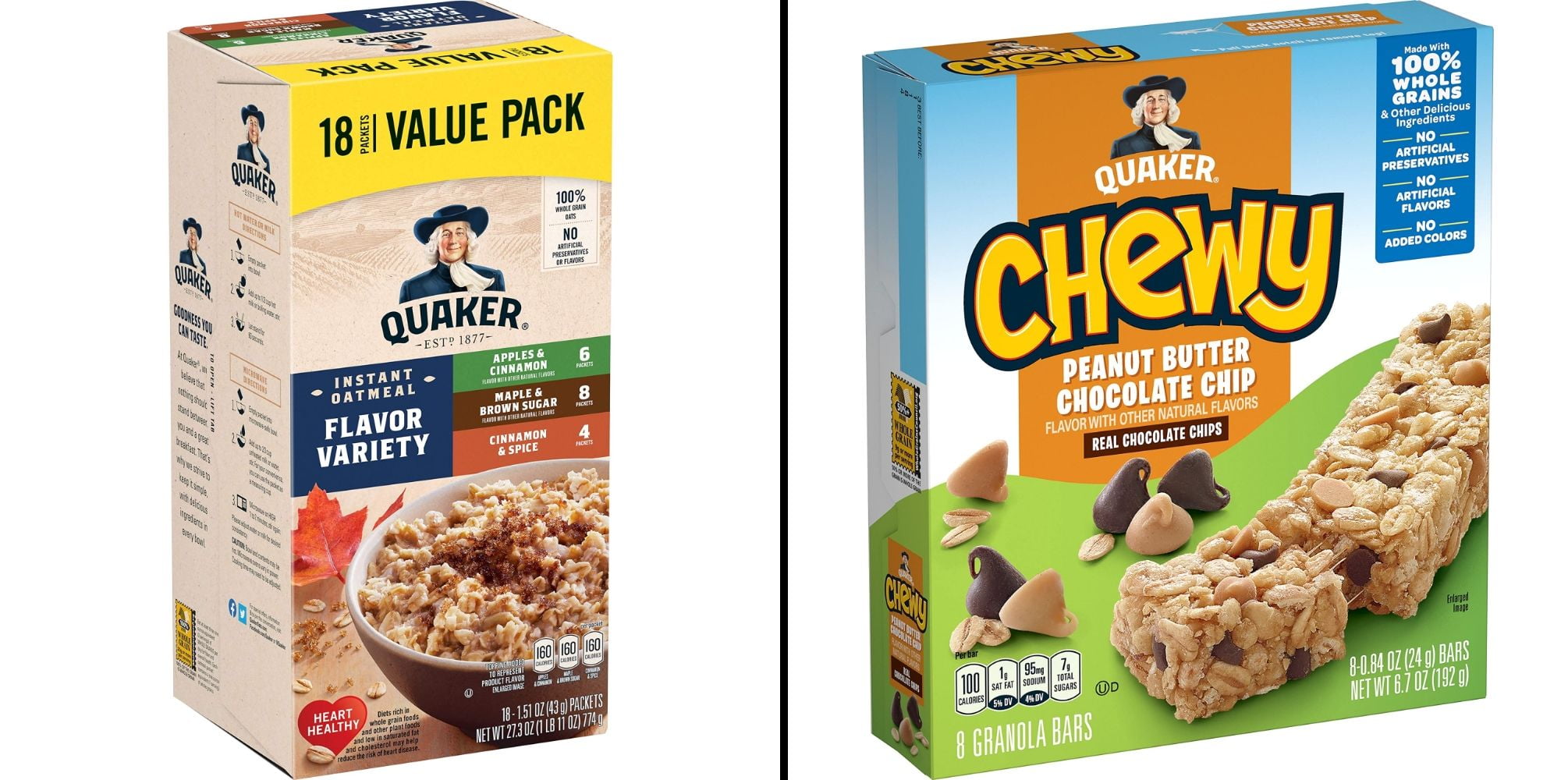 Quaker Chewy Peanut Butter Chocolate Chip Granola Bars 8 Ct & Quaker ...