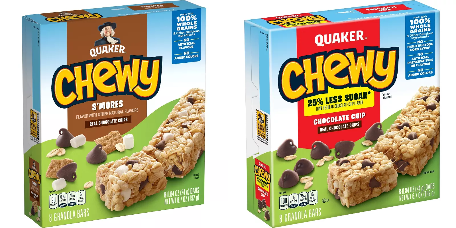 Quaker Chewy S'mores Granola Bars - 6.7oz/8ct & Quaker Chewy Low Sugar ...