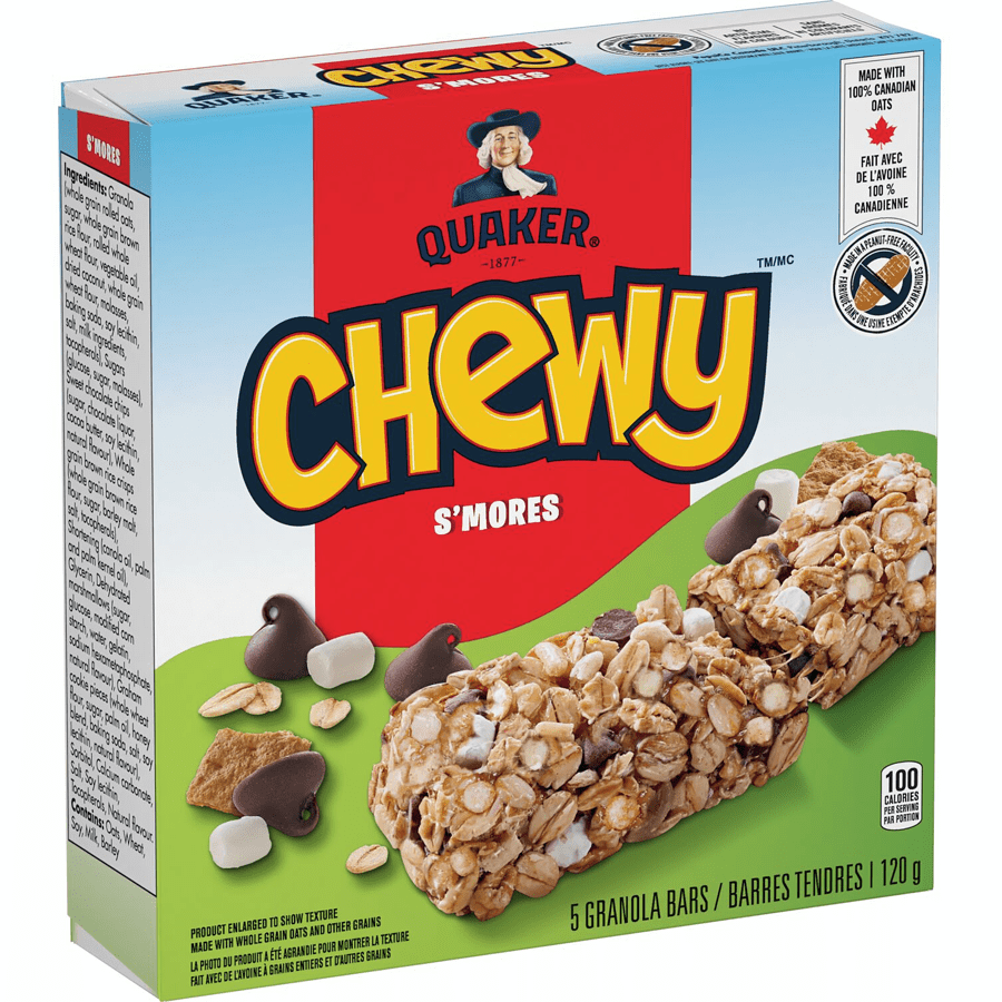 Quaker Chewy Smores Granola Bars, 5 Bars, 120g/4.2 oz - Walmart.com