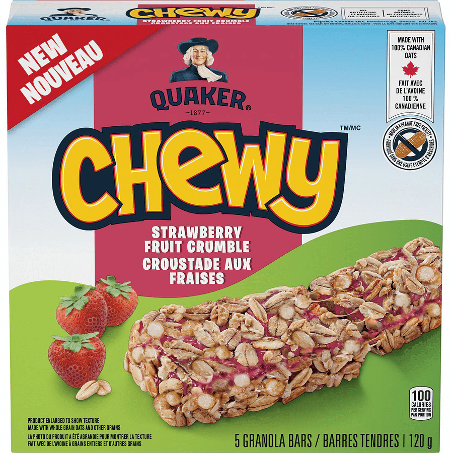 Quaker Chewy Strawberry Fruit Crumble, 5 Granola Bars, 120g/4.2 oz ...