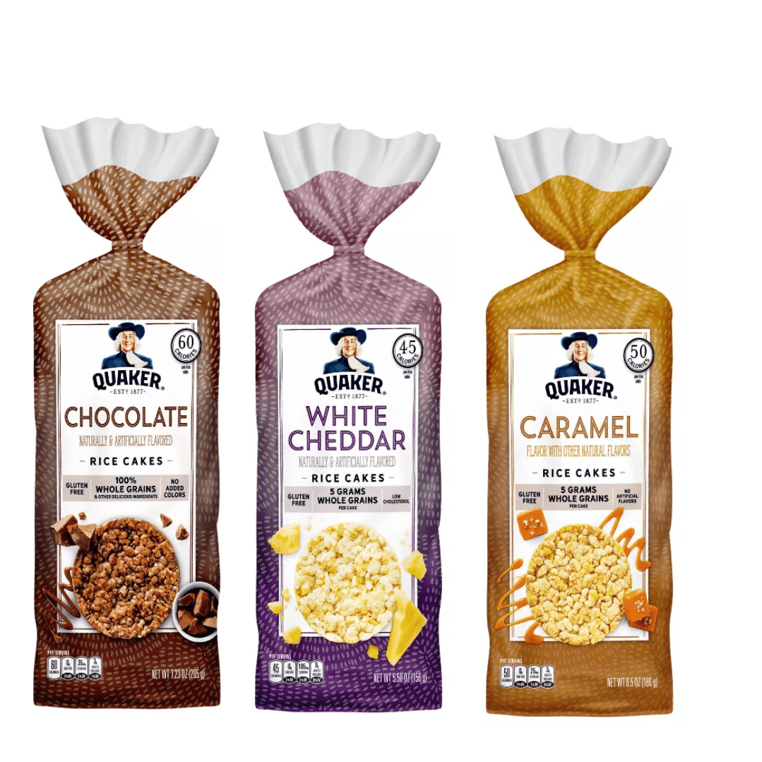 Quaker Chocolate Crunch Large Rice Cakes (7.23oz) + Quaker Caramel Corn ...
