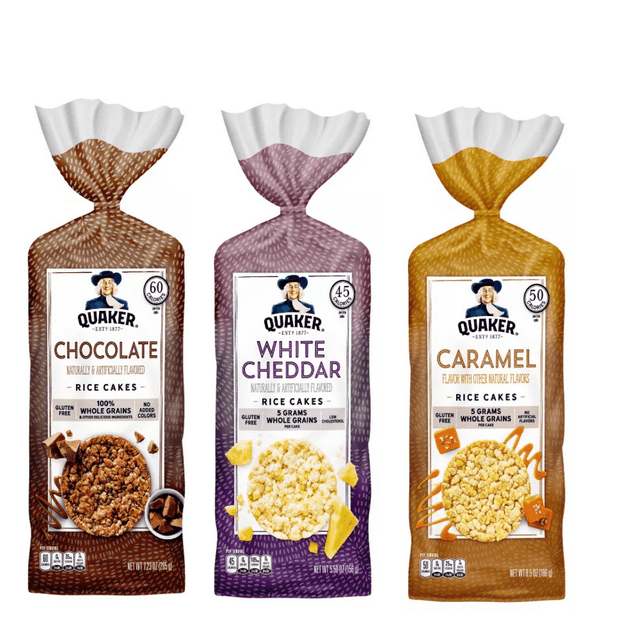 Quaker Chocolate Crunch Large Rice Cakes (7.23oz) + Quaker Caramel Corn ...