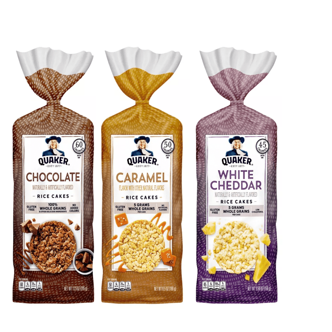 Quaker Chocolate Crunch Large Rice Cakes (7.23oz) + Quaker Caramel Corn ...