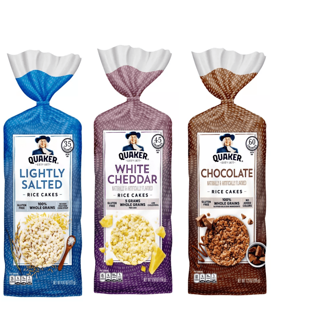 Quaker Lightly Salted Gluten Free Rice Cakes (4.47oz) + Quaker White ...