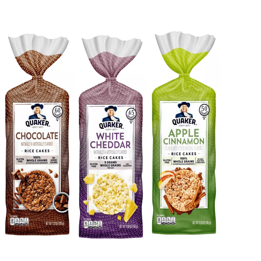 Quaker Chocolate Crunch Large Rice Cakes (7.23oz) + Quaker White ...