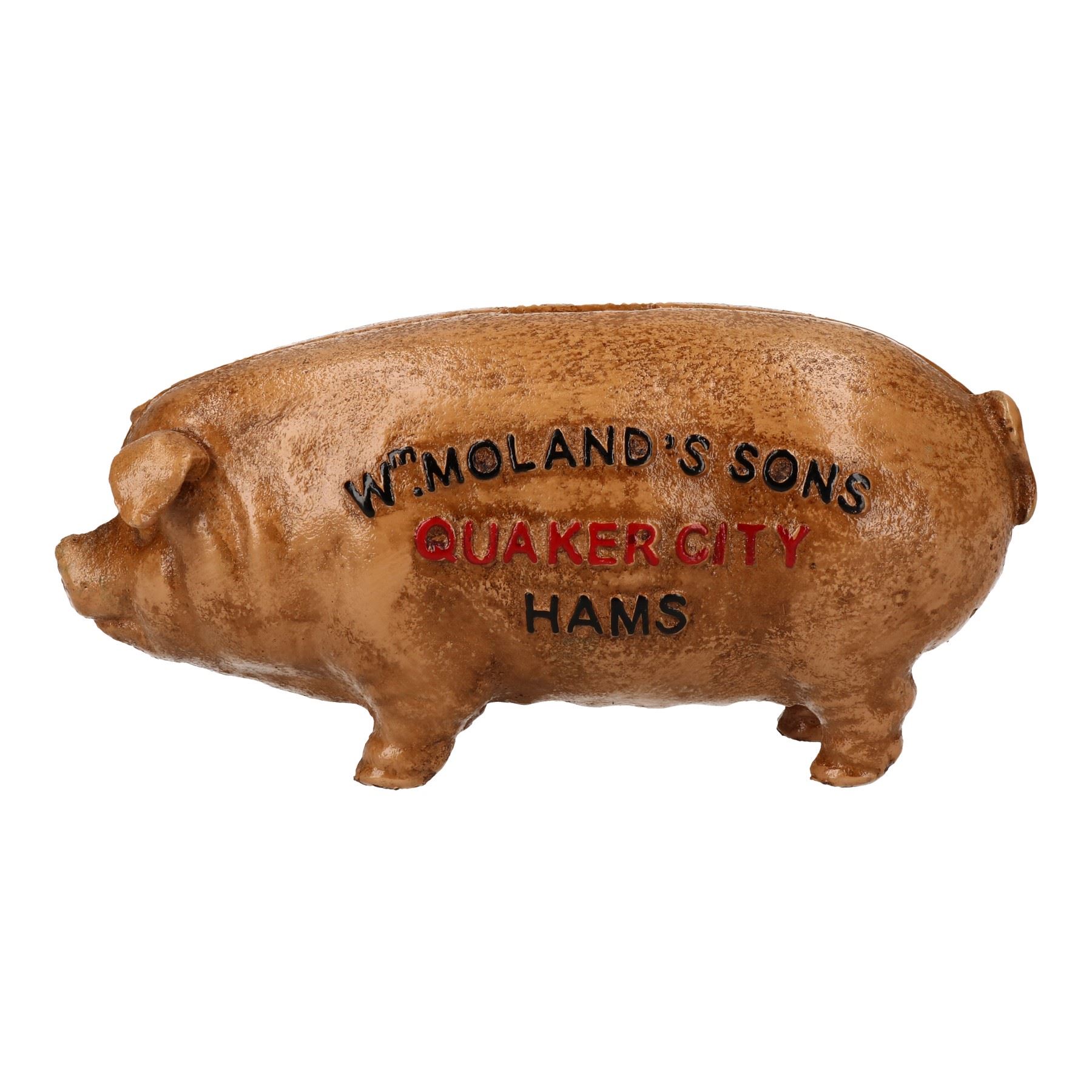 Quaker City Ham Pig Hog Porky Oink Money Bank Box Cast Iron Coin Change ...