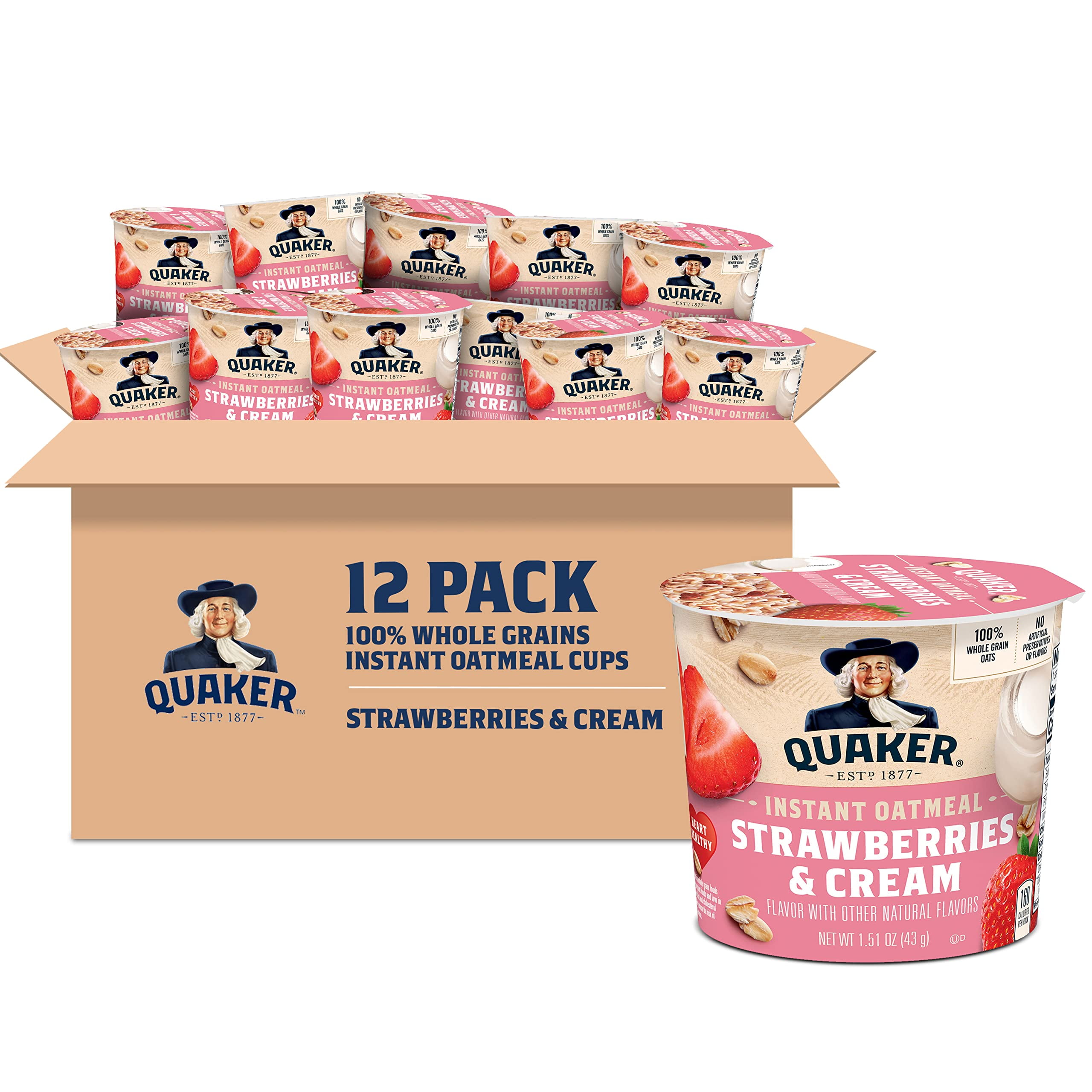 Quaker Express Cups, Strawberry & Cream, 12 Count - Walmart.com