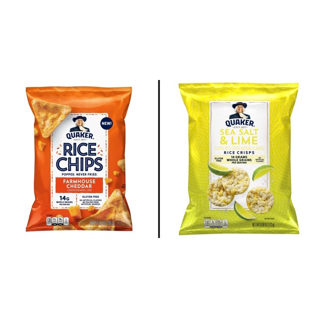 Quaker Farmhouse Cheddar Rice Chips 5.5 oz & Sea Salt & Lime Rice ...