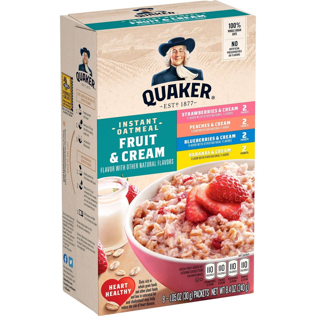 Quaker Fruit & Cream Instant Oatmeal Variety - 8ct/9.8oz - Pack of 2 ...