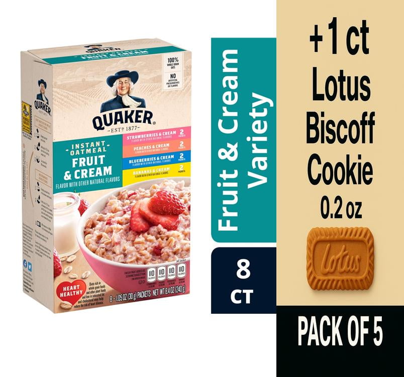 Quaker Fruit & Cream Instant Oatmeal Variety Pack 8 ct - Pack of 5 ...