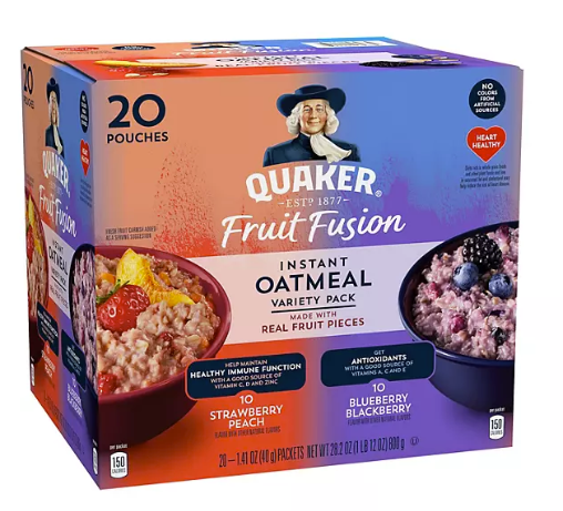 Quaker Fruit Fusion Instant Oatmeal Variety Pack, Heart Healthy ...