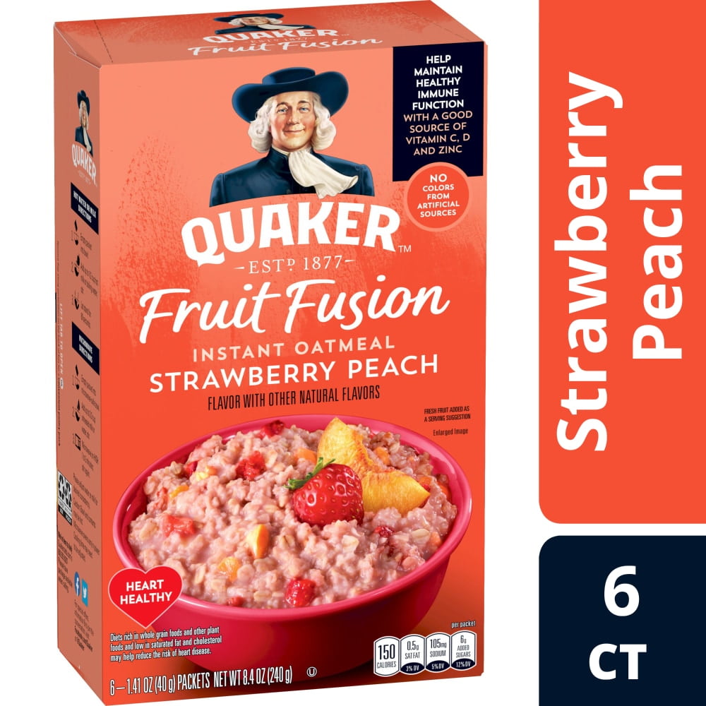 Quaker® Fruit Fusion Strawberry Peach Instant Oatmeal - Walmart.com