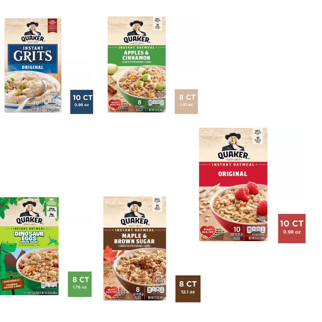Quaker Grits Plain - 10ct/9.8oz Oatmeal Dinosaur Eggs Brown Sugar - 8ct ...