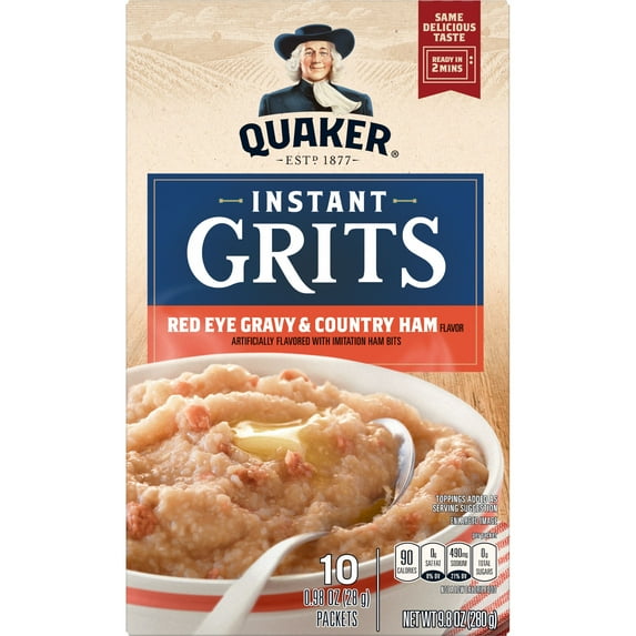 Quaker Original Country Instant Grits, Ham & Redeye Gravy Flavor, 9.8 ...