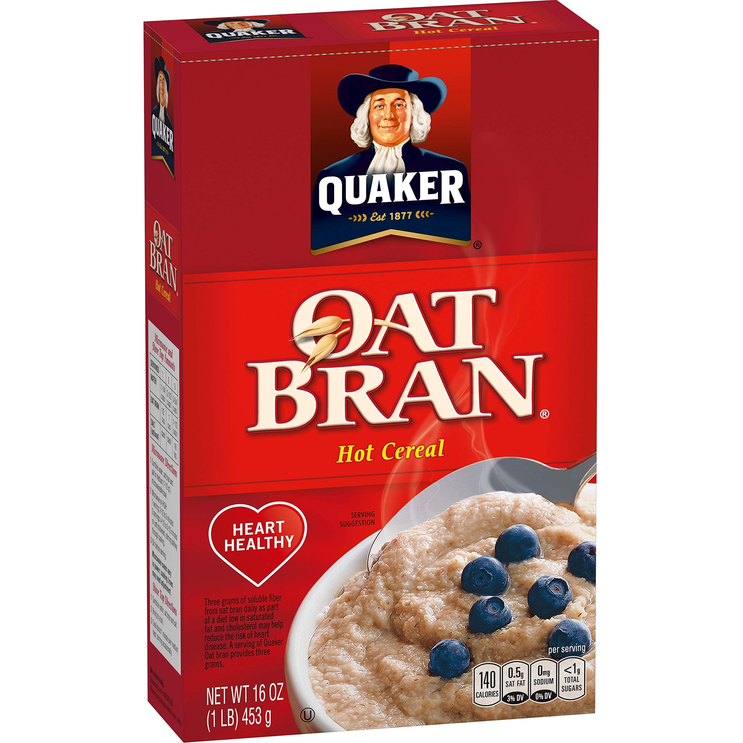 Quaker Hot Oat Bran DEF29 Hot Cereal, 16 Ounce Box - Walmart.com