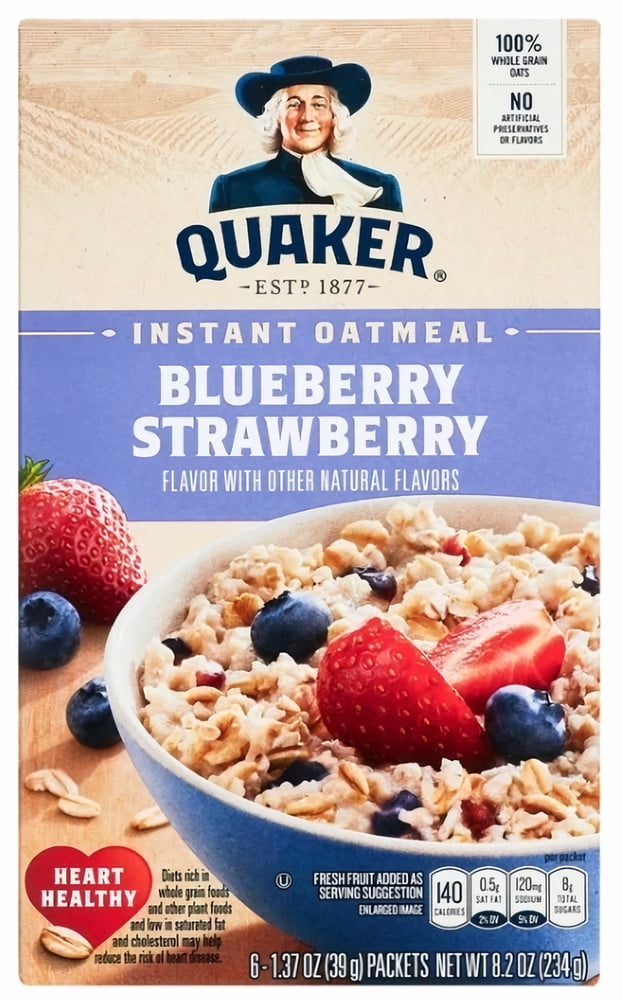 Quaker Instant Blueberry Strawberry Oatmeal (Pack of 5) - Walmart.com