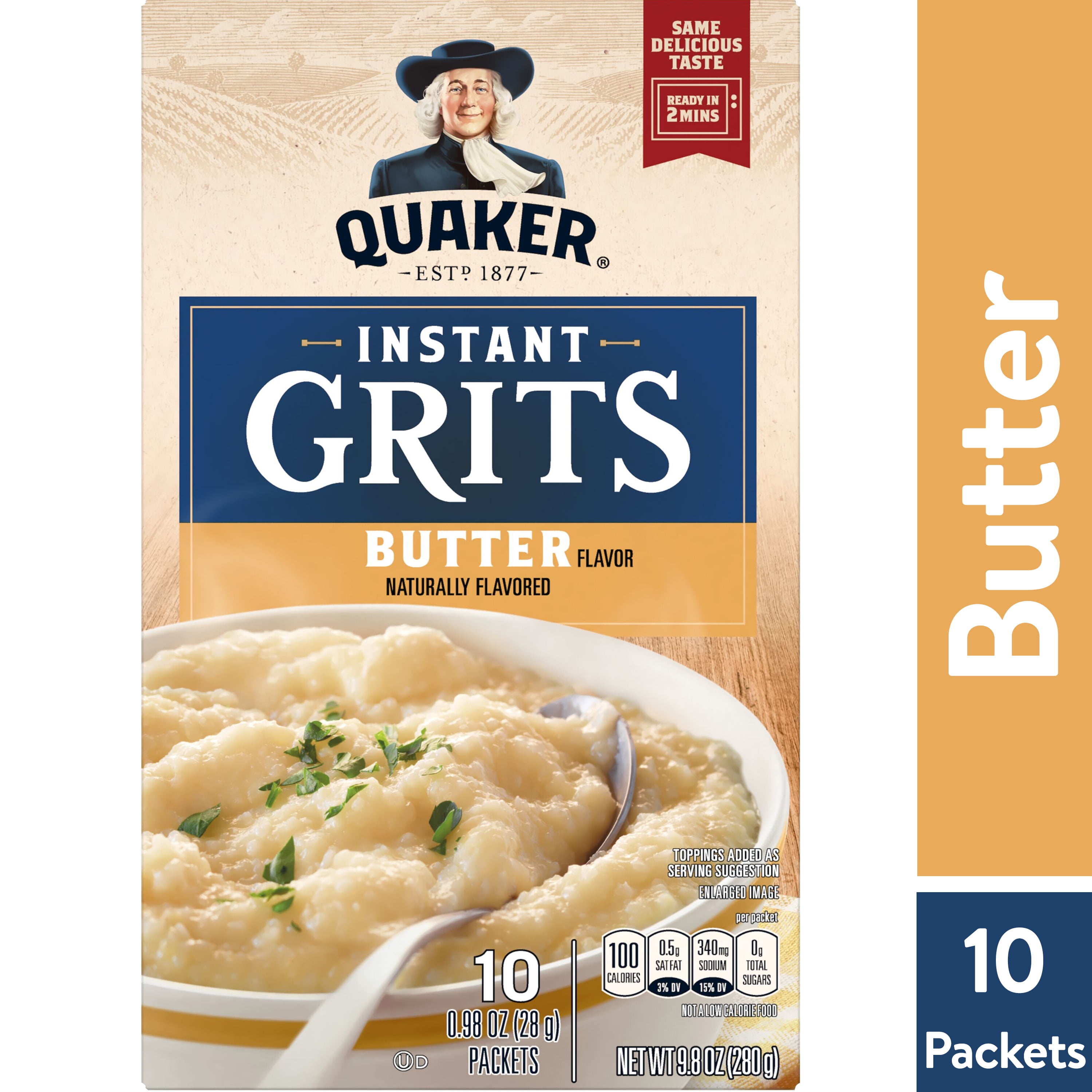 Quaker Quick Instant Grits, Individual Regular Original, Butter Flavor ...