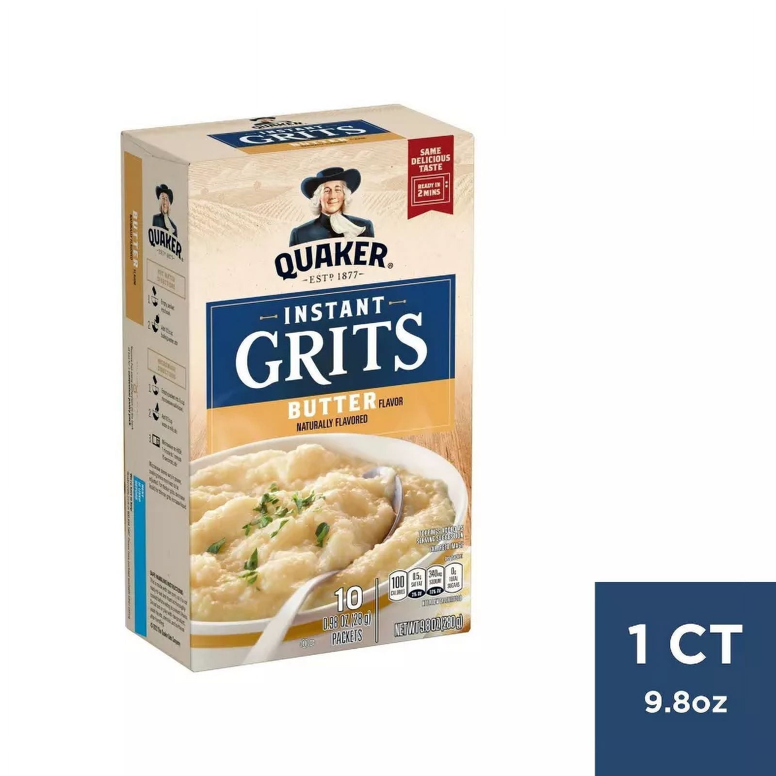 Quaker Instant Grits Butter - Quick-Cooking Buttery Corn Grits for an ...