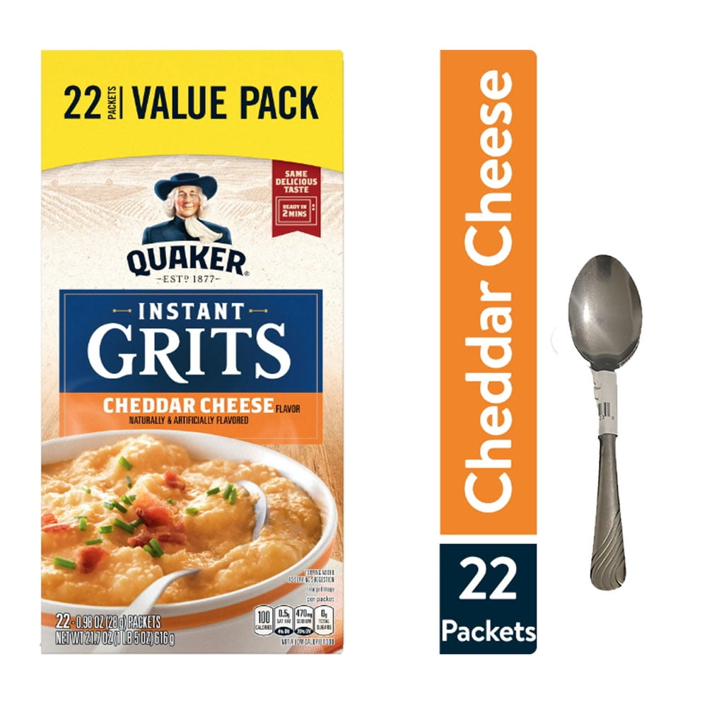 Quaker, Instant Grits, Cheddar Cheese, 0.99 oz, 22 Packets With Spoon ...