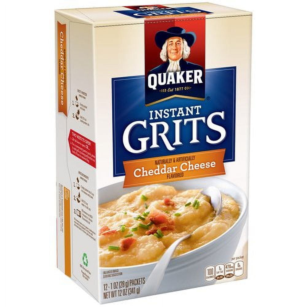 Quaker Cheddar Cheese Instant Grits, Ready-to-Microwave, 1.0 oz, 12 ...