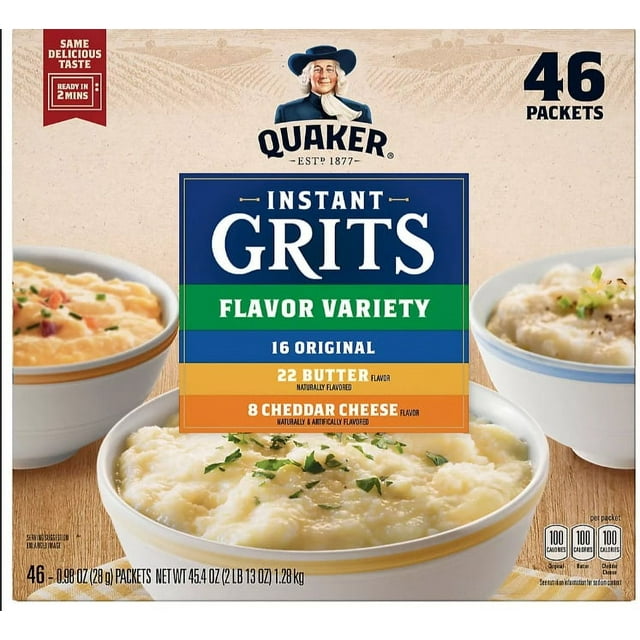 Quaker Variety Pack Instant Grits - Original, Butter, Cheddar Flavors ...