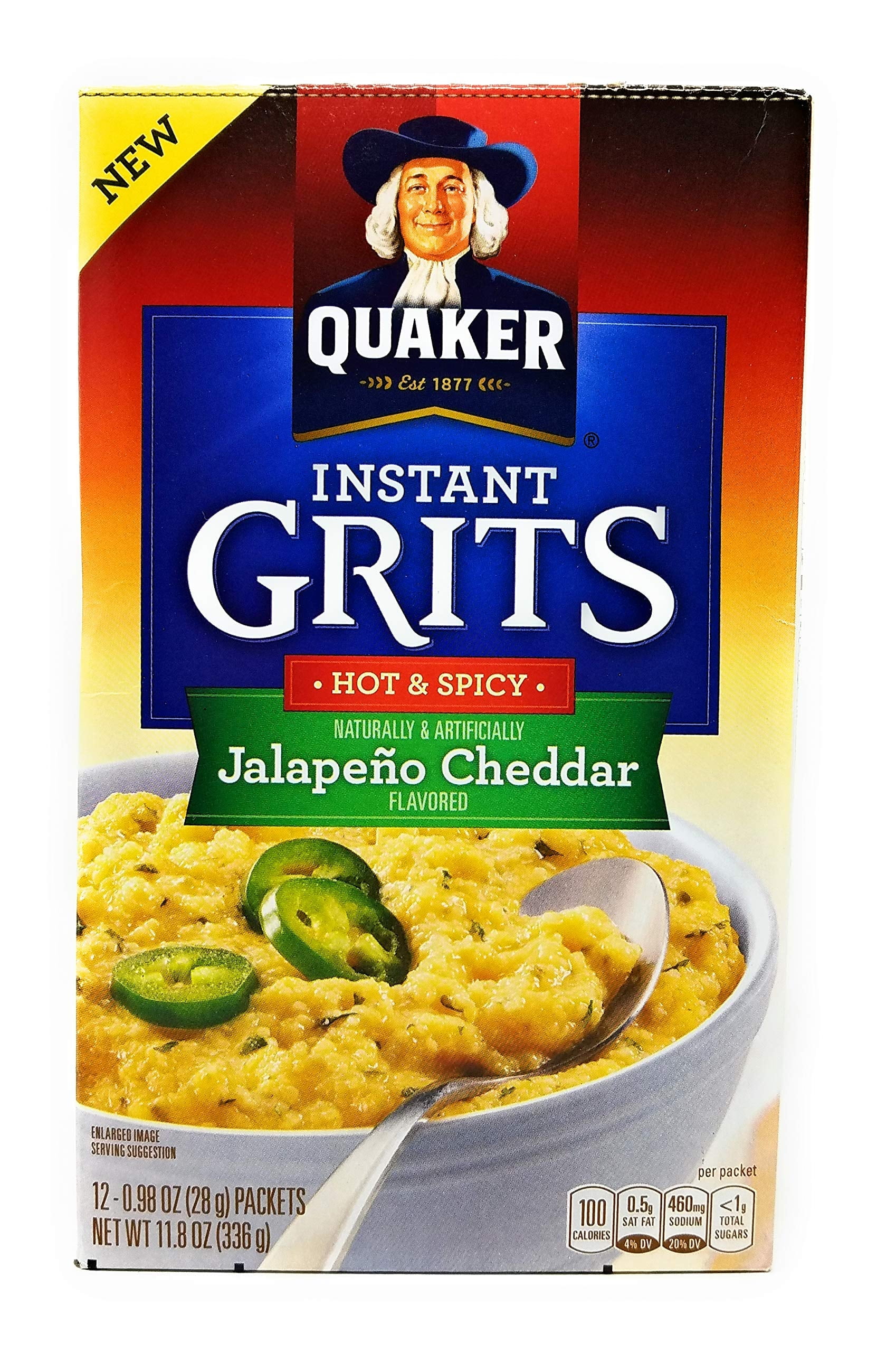 Quaker Instant Grits, Jalapeno Cheddar Flavored, 12 Servings, 11.8 ...