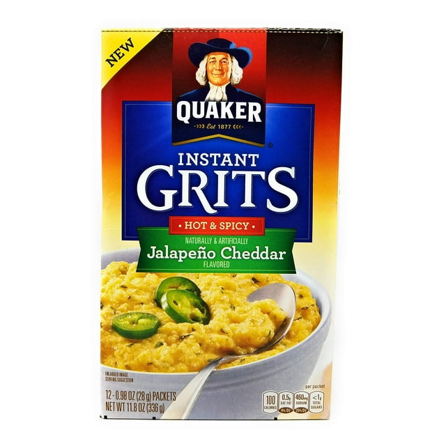 Quaker Jalapeno Cheddar Flavored Instant Grits, 12 Servings, 11.8 Ounce ...