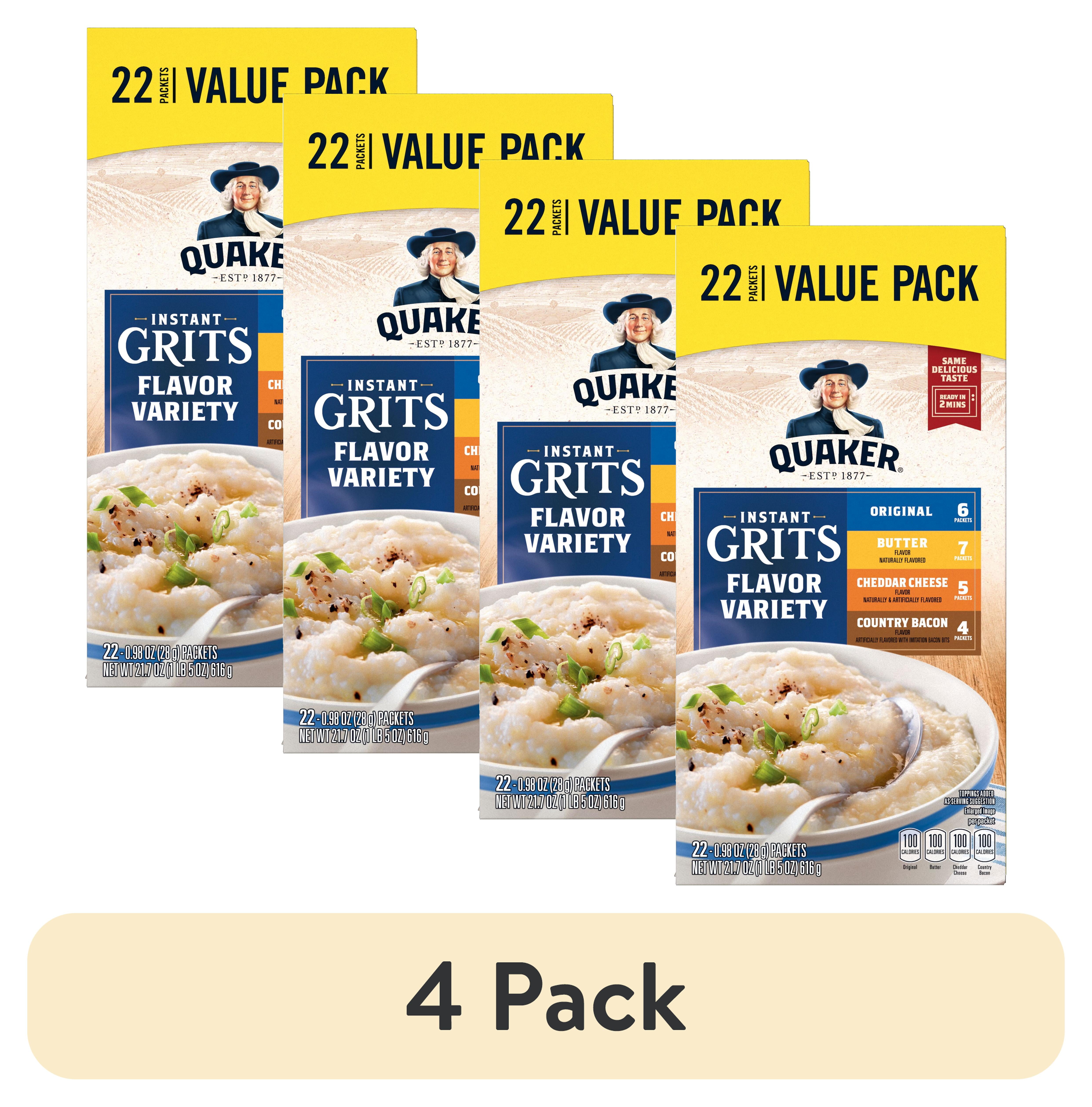(4 pack) Quaker, Instant Grits Variety Pack, 0.98 oz, 22 Packets ...