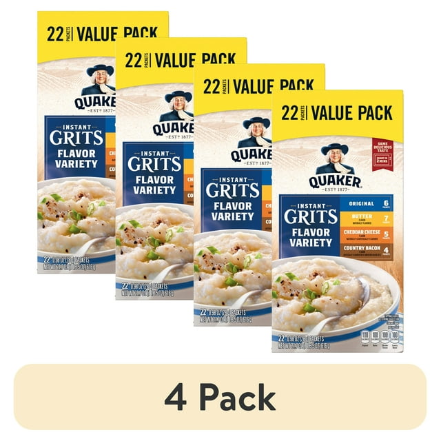 (4 pack) Quaker, Instant Grits Variety Pack, 0.98 oz, 22 Packets ...