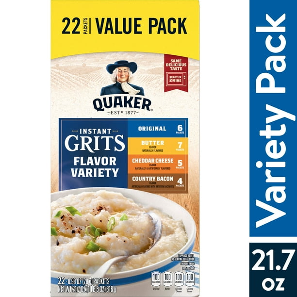 Quaker, Instant Grits Variety Pack, 0.98 oz, 22 Packets - Walmart ...