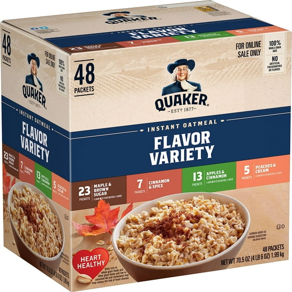 Quaker Instant Oatmeal, Variety Pack, 4 Flavors, Single-Serving Packets ...