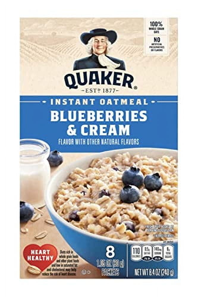 Quaker Instant Oatmeal, Blueberries & Cream, 8 Count Boxes (Pack of 4 ...