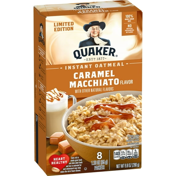 Quaker Caramel Macchiato Flavor Instant Oatmeal, 8 Count, 9.8 Ounce Box ...