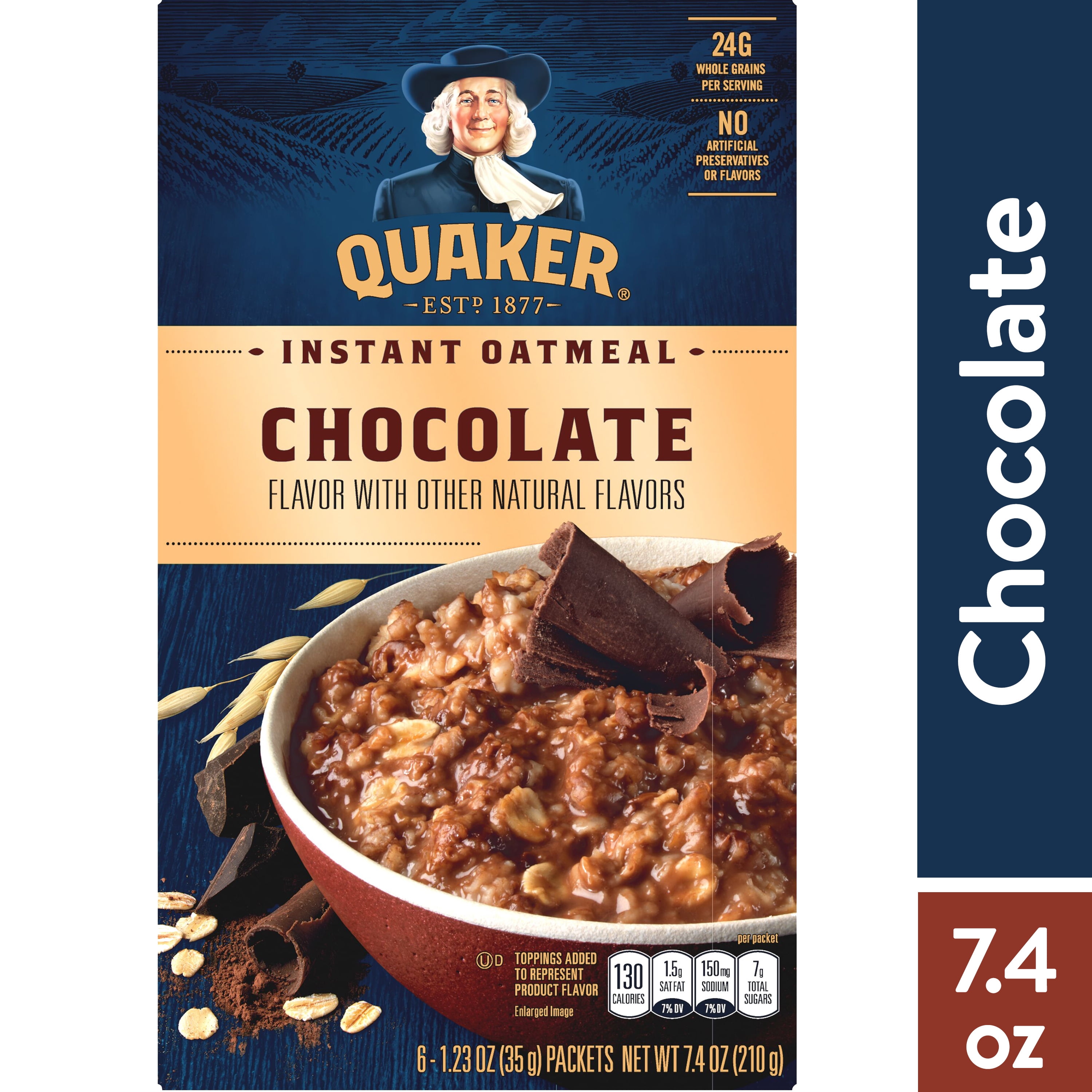 Quaker Single Serving Instant Oatmeal Chocolate, 6 Packets - Walmart.com