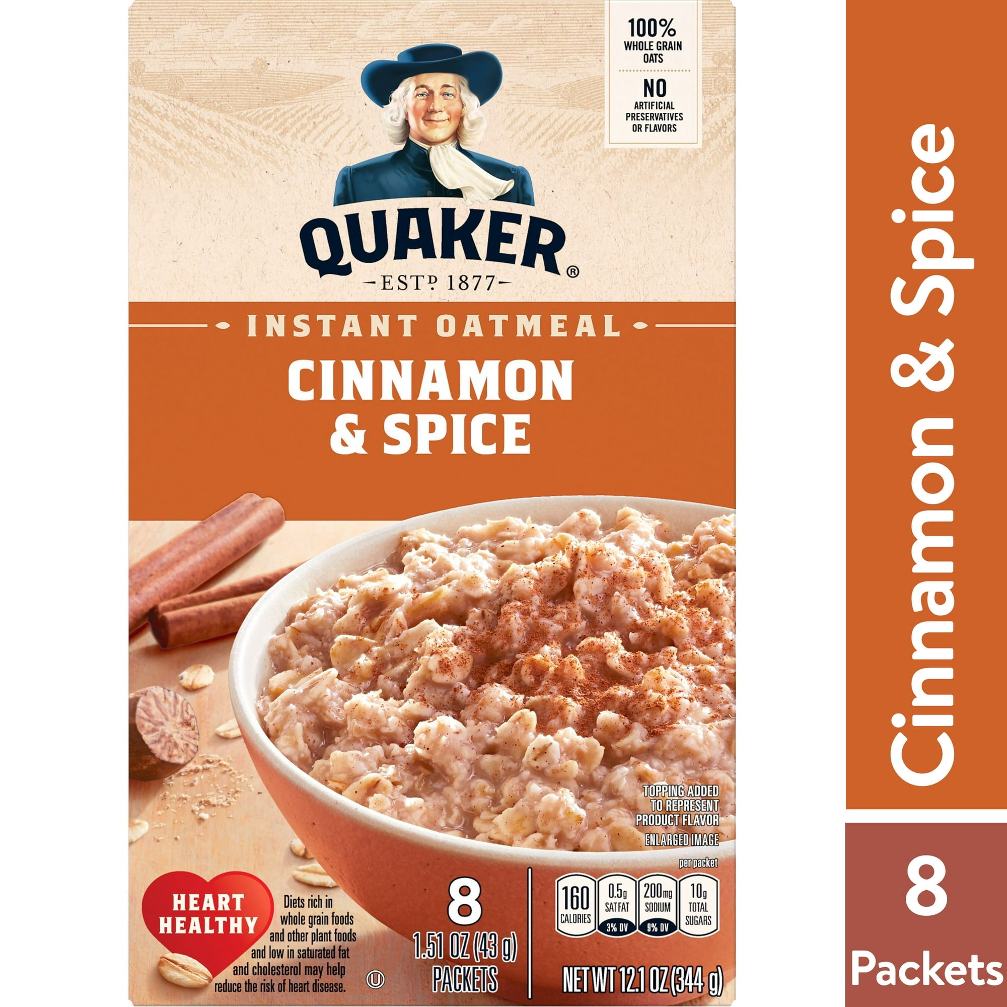 Quaker Instant Oatmeal, Cinnamon Spice, 12.1 oz Box (2 pack) - Walmart.com