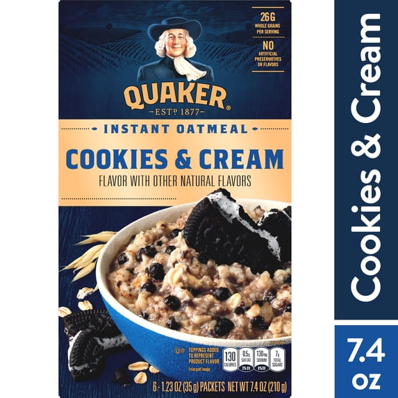 Quaker Oats Instant Oatmeal, Cookies & Cream Flavor, 6 Packets ...