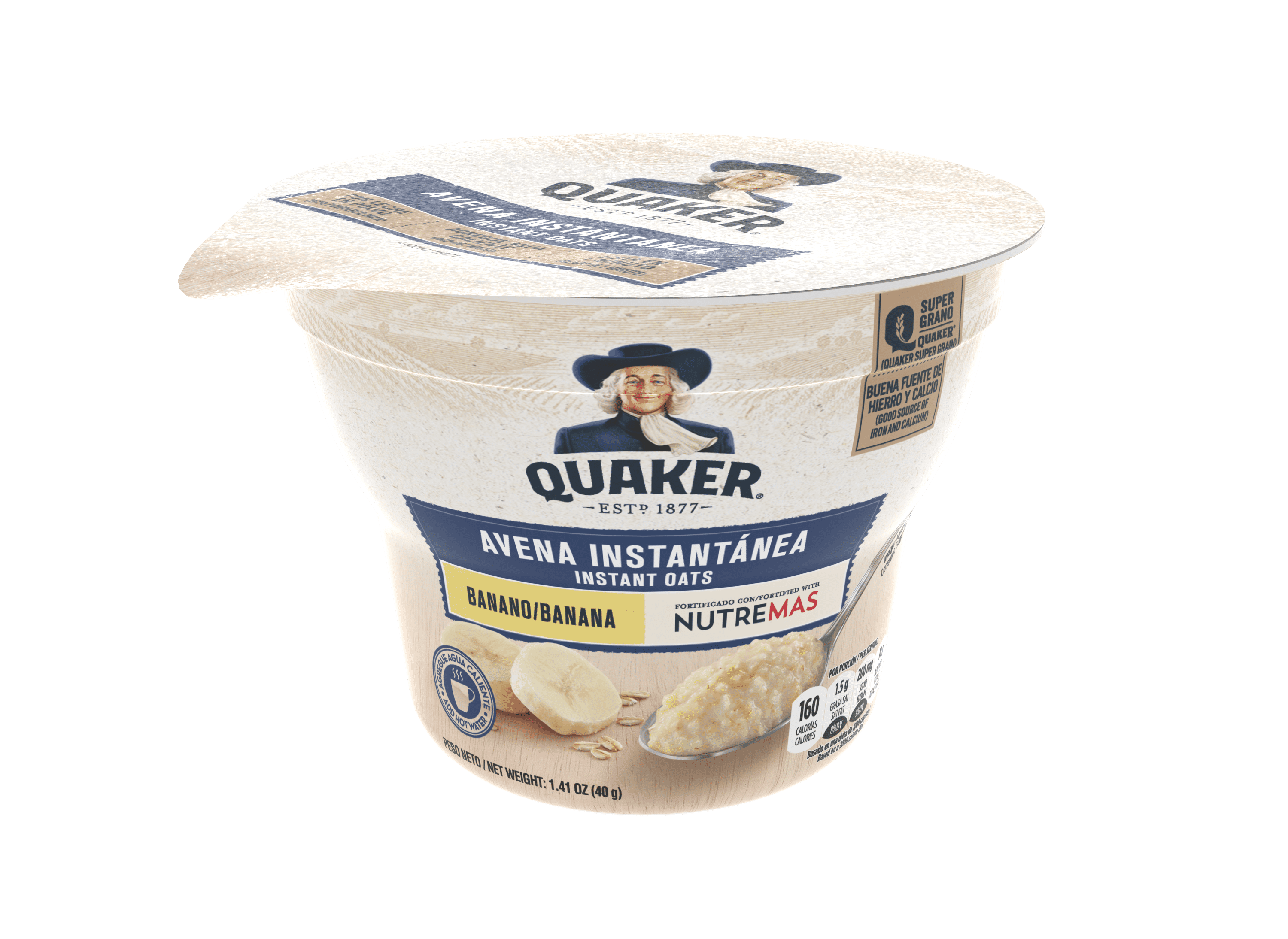 Quaker Instant Oatmeal Cups Banana Flavored Banano Dry Mix Hot Cereal 1 ...
